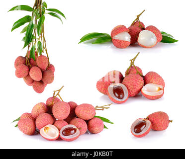 Set of delicious fresh lychees on white background. Banner design Stock ...