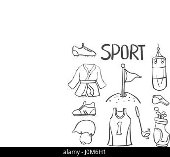 Hand draw sport equipment doodles vector art Stock Vector Image & Art ...