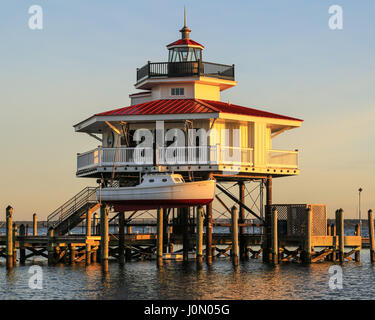 The Choptank River Light, a screw-pile lighthouse, is located near ...