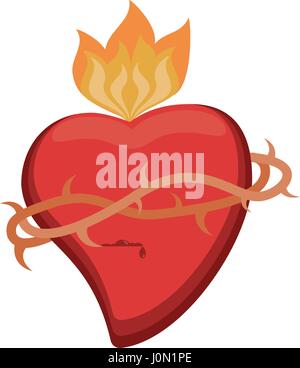 Illustration of the Most Sacred Heart of Jesus. A bleeding heart with ...
