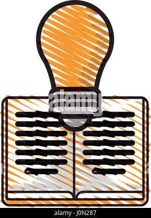 open book with lightbulb, concept new knowledge, understanding wisdom in study, creative idea ...