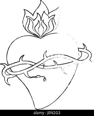 Illustration of the Most Sacred Heart of Jesus. A bleeding heart with ...