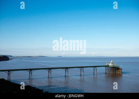 The ancient Victorian pier on stilts on east shore of the Severn ...