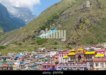 BADRINATH, UTTARAKHAND, INDIA - CIRCA MAY 2013: Hindu pilgrims ascend ...