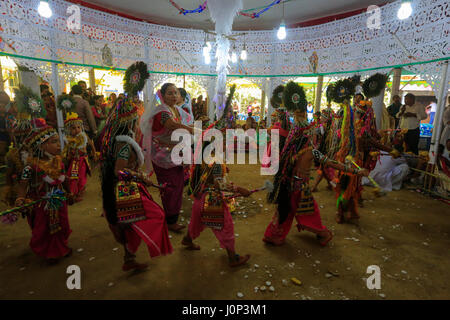 Manipuri boys perform dances during Ras Leela festival, in Madhabpur ...