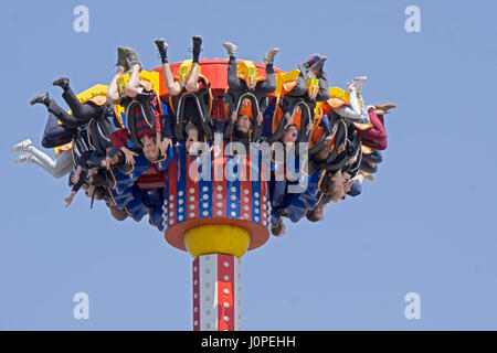Scary Fun On An Upside Down Roller Coaster Stock Photo - Alamy