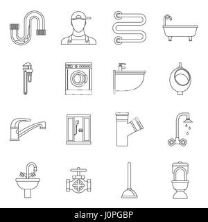 Plumber icons set, outline style Stock Vector Image & Art - Alamy