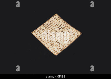 Jewish flatbread matza for Passover on white background, top view Stock ...