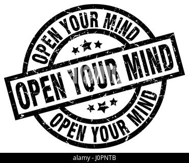 open your mind round grunge black stamp Stock Vector Image & Art - Alamy
