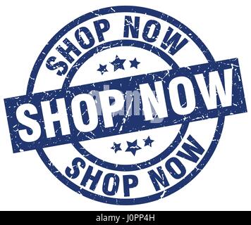 shop now blue round stamp Stock Vector Image & Art - Alamy