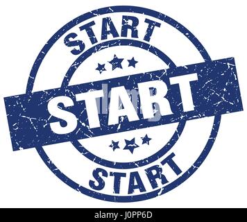 start blue round grunge stamp Stock Vector Image & Art - Alamy