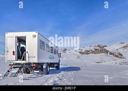 4WD tourist bus in Kangerlussuaq, Artic Circle, Greenland, Europe Stock ...