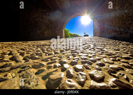 Kastav old town gate at sunset view Stock Photo - Alamy