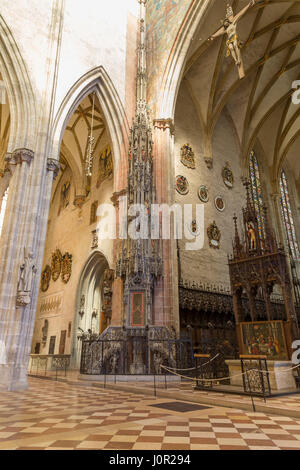The interior of Ulm Minster in Germany a Gothic church begun in the ...