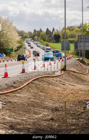 Traffic negotiates the long term safety works on the A483 the main ...