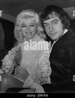Diana Dors and her husband Alan Lake at the Christening of their Son ...