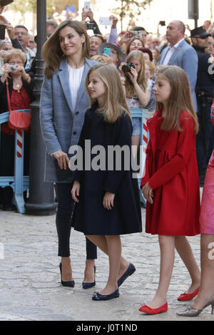 Queen Letizia during the Easter Mass 2019 at the Cathedral of Palma de ...