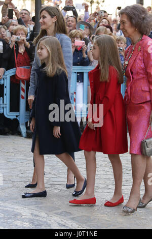 Queen Letizia during the Easter Mass 2019 at the Cathedral of Palma de ...
