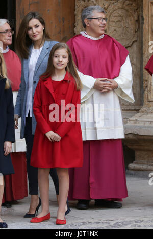 Queen Letizia during the Easter Mass 2019 at the Cathedral of Palma de ...