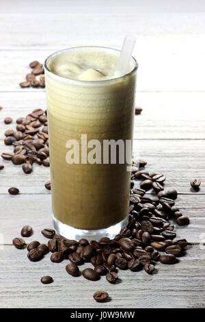 Delicious cold drink – iced coffee with ice and cream Stock Photo - Alamy