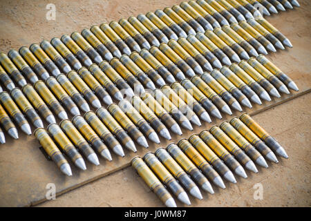 30mm cannon shells used in an onboard cannon of an AH-64 apache ...