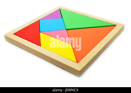 Ancient Chinese art of tangram puzzles on white background Stock Photo ...