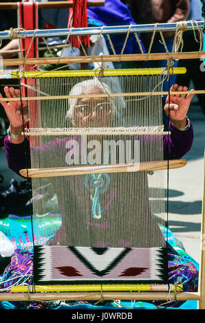 Native American Indian woman weaving baskets Stock Photo - Alamy