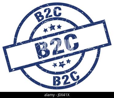 Grunge blue b2c business to consumer word round rubber seal stamp on white background Stock ...