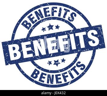 benefits blue round grunge vintage ribbon stamp Stock Vector Image & Art - Alamy