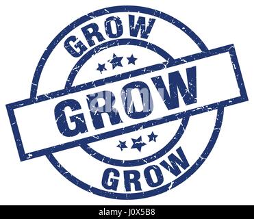 grow blue round grunge stamp Stock Vector Image & Art - Alamy