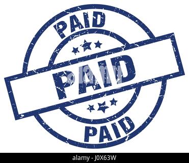 paid blue round grunge stamp Stock Vector Image & Art - Alamy