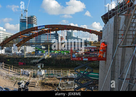 The arch for the river Irwell bridge, for the new Ordsall Chord rail ...
