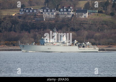 HMS Ledbury (M30) Hunt-class minesweeper of the Royal Navy berthed open ...