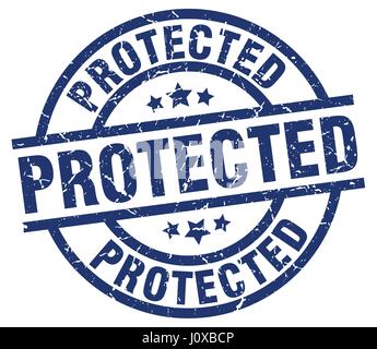 protected blue round grunge stamp Stock Vector Image & Art - Alamy
