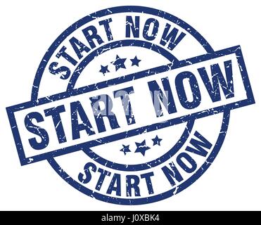 start now blue round grunge stamp Stock Vector Image & Art - Alamy