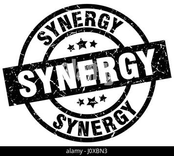 synergy round grunge black stamp Stock Vector Image & Art - Alamy