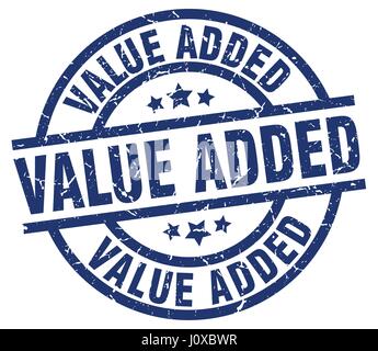 value added blue round grunge stamp Stock Vector Image & Art - Alamy