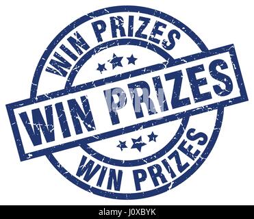 win prizes round blue sticker isolated on white Stock Vector Image ...