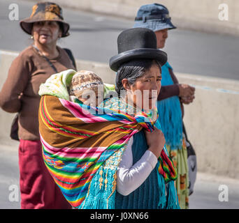 Indigenous woman (chola, cholita) in typical national clothing (pollera ...
