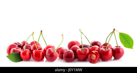 Red cherries isolate on white background Stock Photo - Alamy
