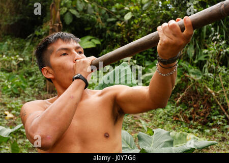 Native With A Blowgun Stock Photo - Alamy