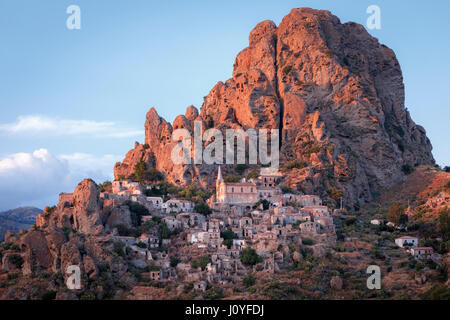 The rock and the ghost town of Pentedattilo, Calabria, Italy Stock ...