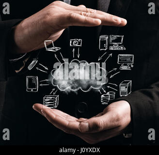 business man draw cloud computing chart Stock Photo - Alamy