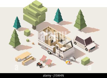 Vector low poly RV camper van Stock Vector Image & Art - Alamy