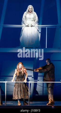 The opera singers, Emily Magee as Empress (top), Lise Lindstrom as ...