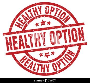 healthy option round red sticker isolated on white Stock Vector Image ...