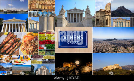 Athens Greece collage - greek ancient landmarks Stock Photo: 126077311 ...