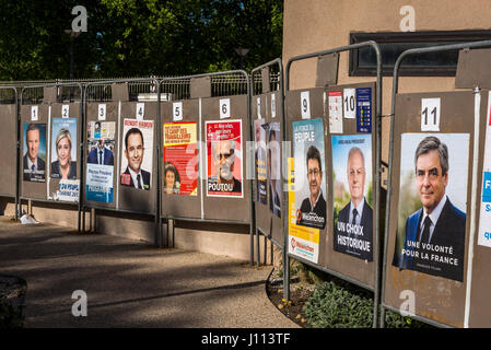 Campaign posters of the candidates for the 2017 French presidential ...