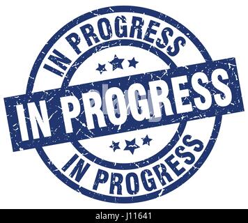 in progress blue grunge round vintage rubber stamp Stock Vector Image ...