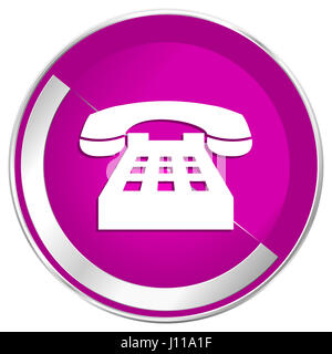 Phone web design violet silver metallic border internet icon Stock ...